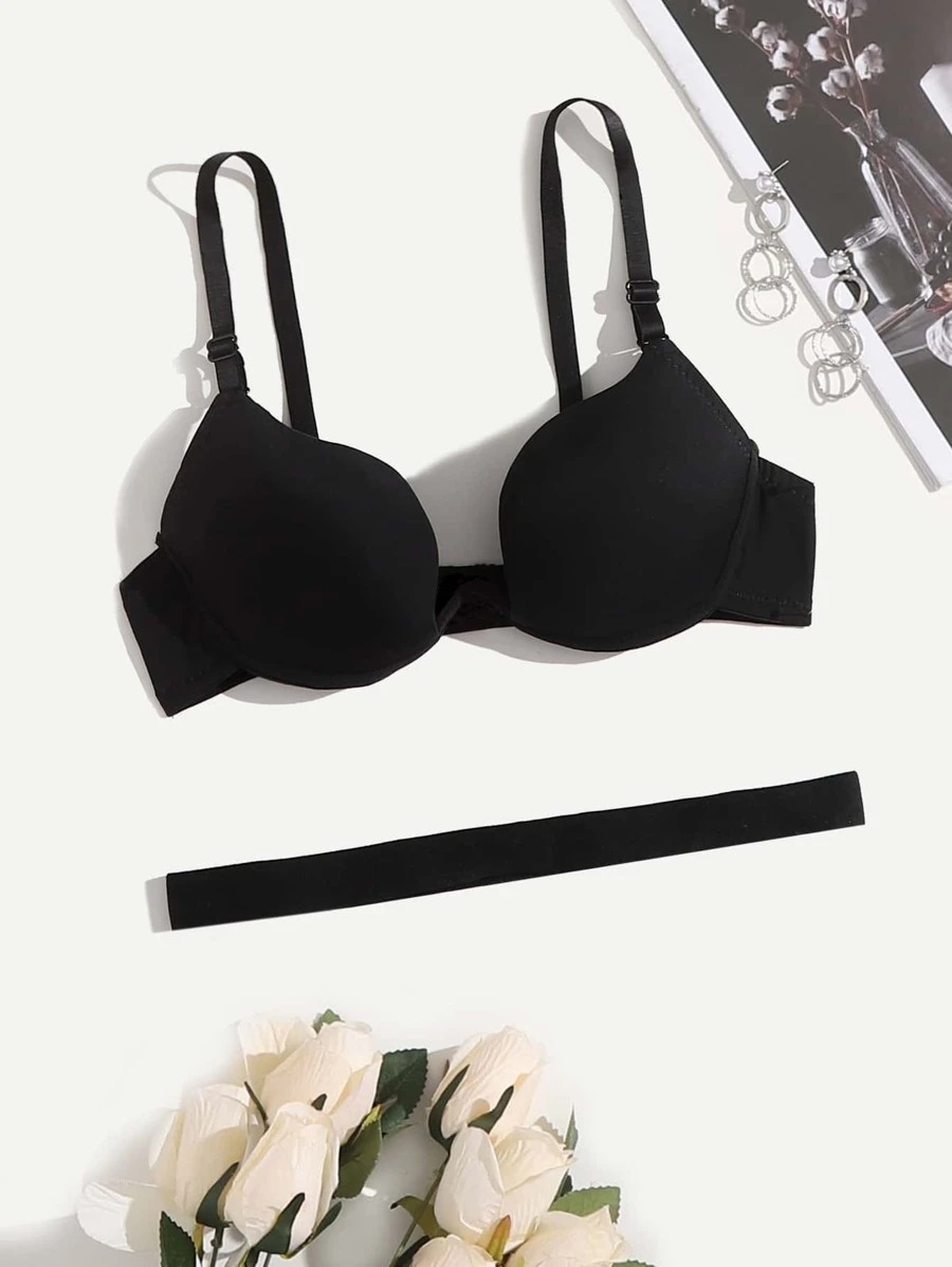 MULTI WAY PUSH UP LOW CUT BRA - Black - Sexy Curves